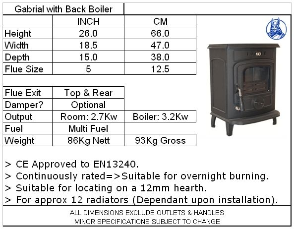 Stove:Gabriel C/W Boiler - Warrior Stoves Ltd